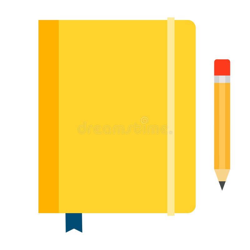 Yellow Diary on Rubber Band Vector Icon Flat Isolated Stock Vector ...