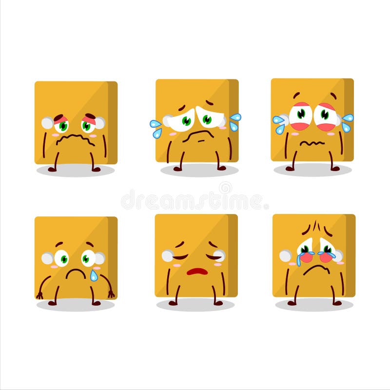Yellow Dice Cartoon Character with Sad Expression Stock Illustration ...
