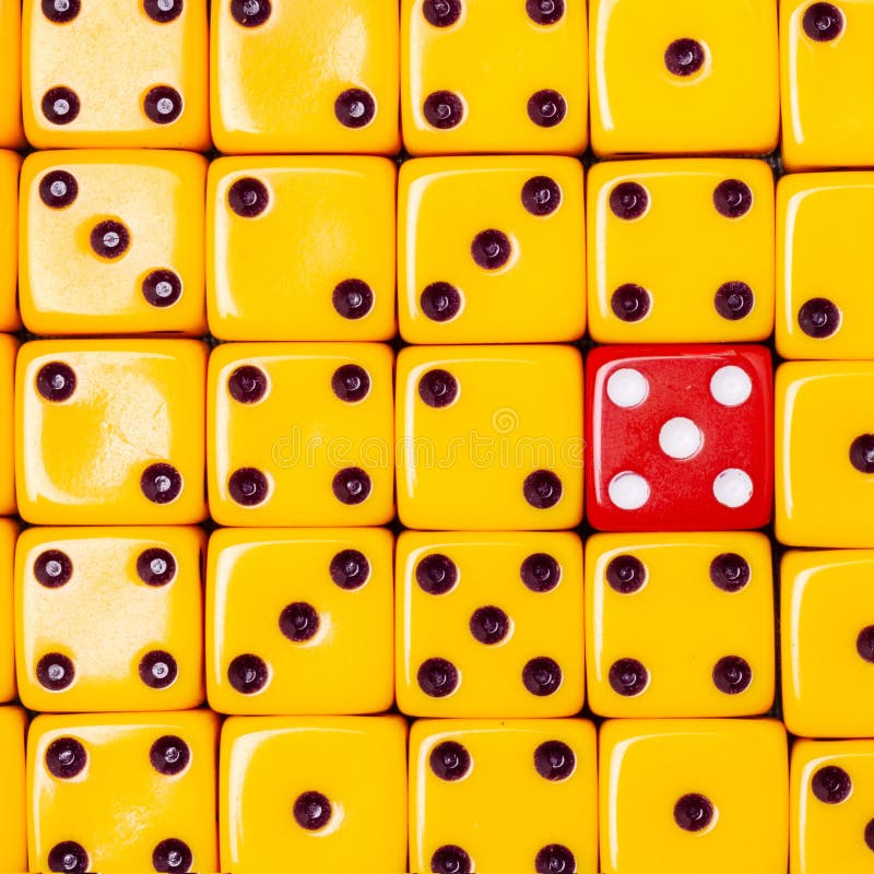 Yellow Dice and One Red Dice. Clous-Up. Object of Gambling, Poker, and ...