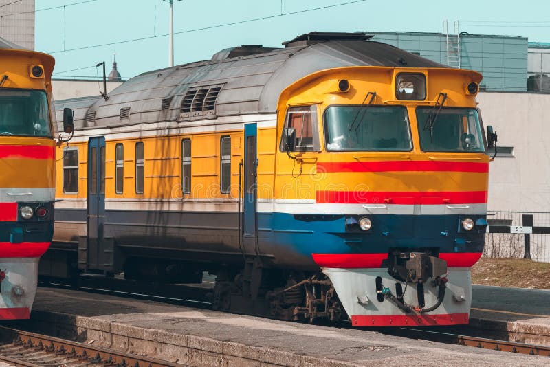 Yellow diesel train stock photo. Image of high, diesel - 115016984