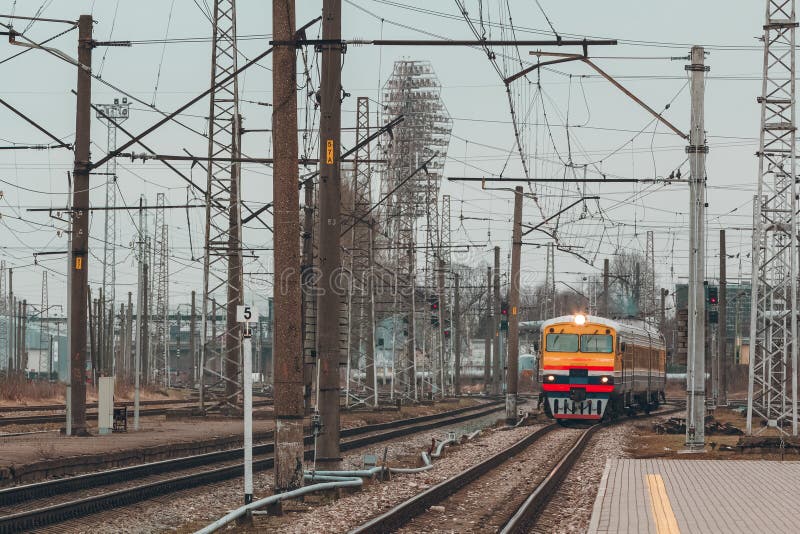Yellow diesel train stock photo. Image of trip, electric - 99614286