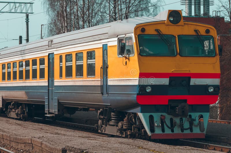 Yellow diesel train stock photo. Image of fast, rail - 117746536
