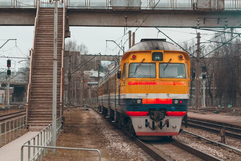 Yellow diesel train stock photo. Image of fast, rail - 117746536