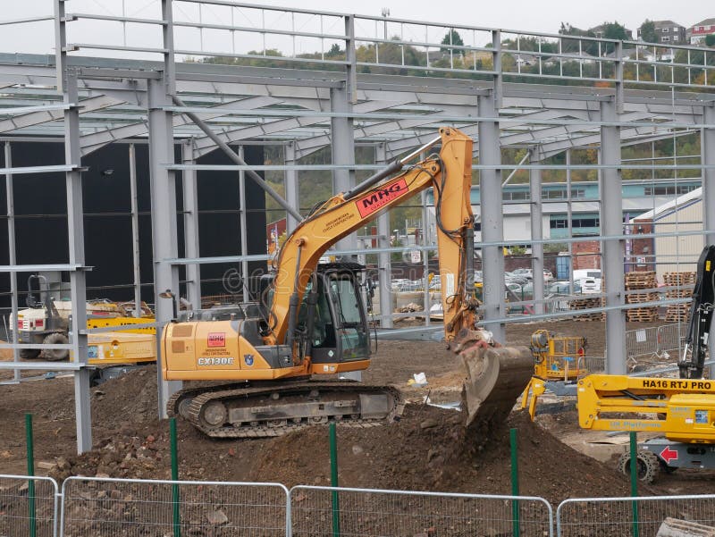 Yellow Digger on Building Site Editorial Stock Image - Image of digger ...