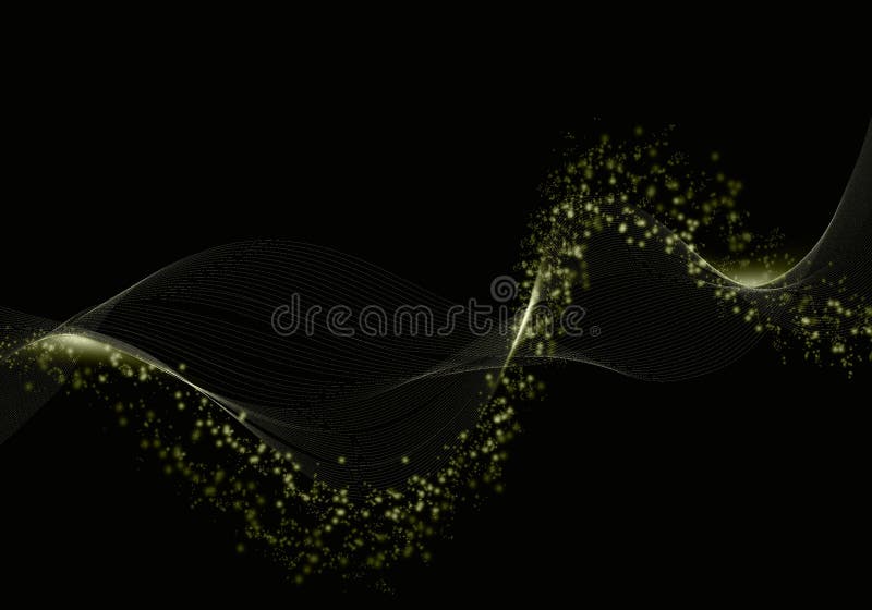 Yellow Digital Data Particles Abstract Black Background Stock Photo ...