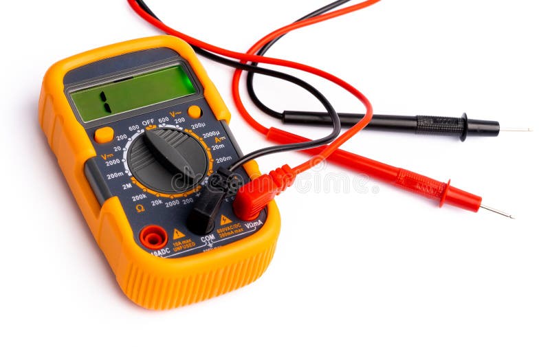 Yellow Digital Multimeter Isolated Stock Photo - Image of electronic ...
