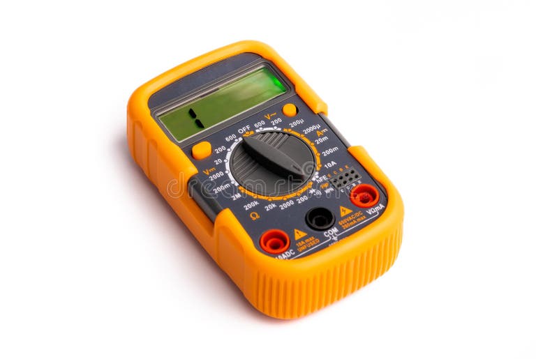Yellow Digital Multimeter Isolated Stock Photo - Image of measurement ...