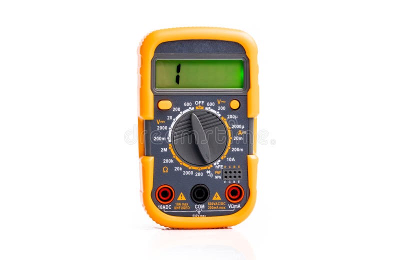 Yellow Digital Multimeter Isolated Stock Image - Image of impedance ...