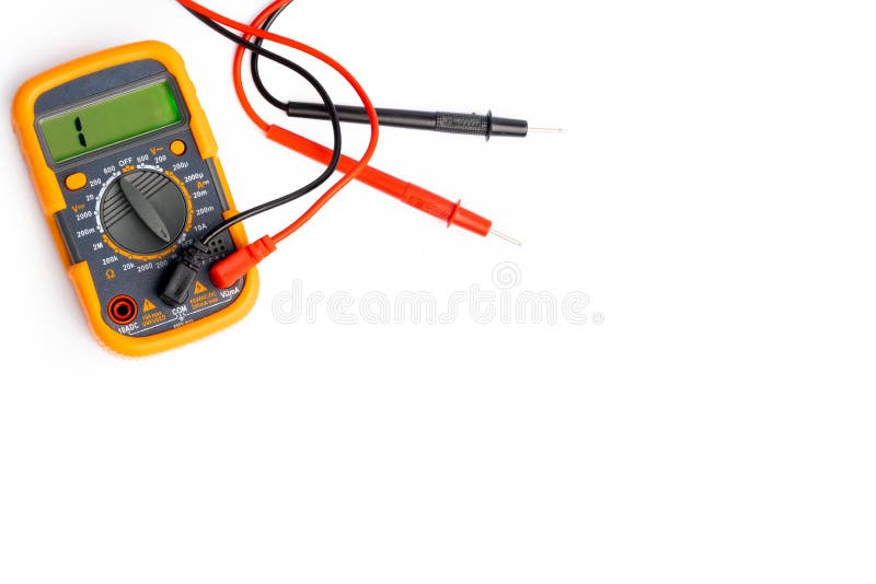 Yellow Digital Multimeter Isolated Stock Image - Image of indication ...