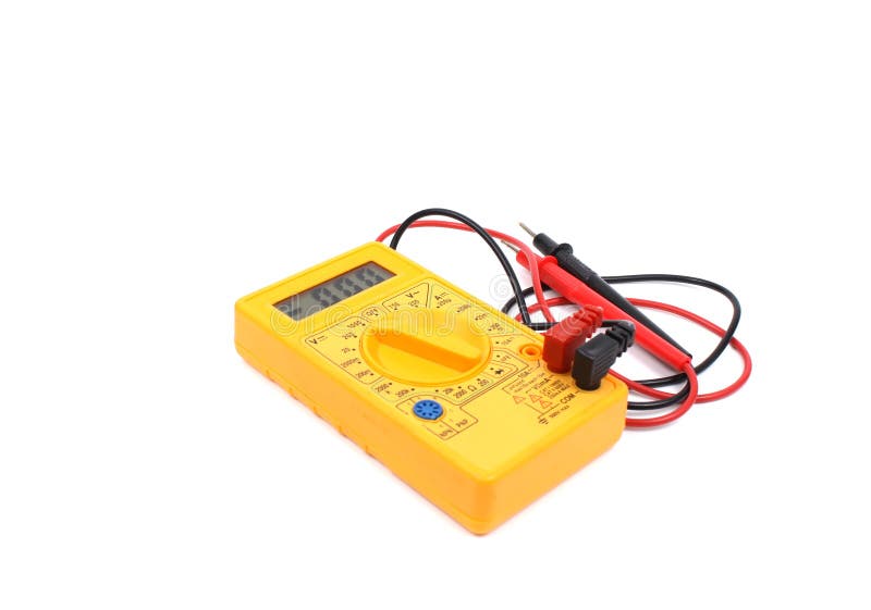 Yellow digital multimeter stock image. Image of digital - 39176413