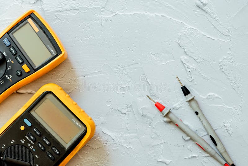 Yellow Digital Multimeter with Probes on White Background with Free ...