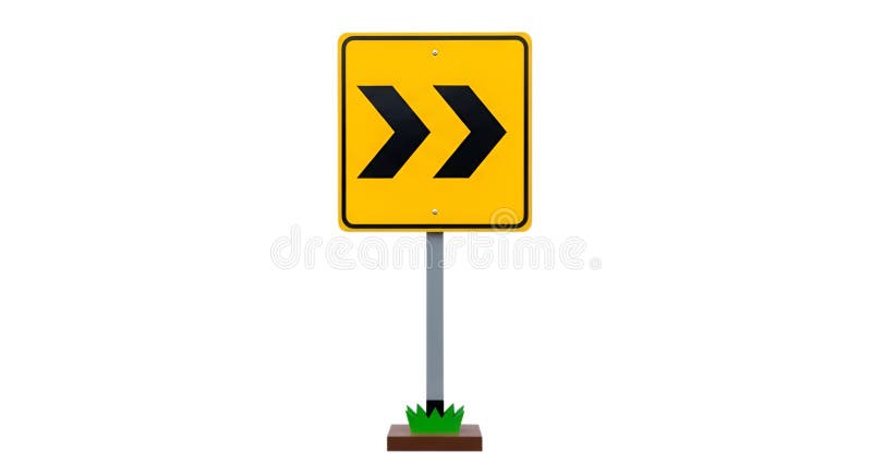 Road Sign: Yellow Square Sign with Two Black Arrows Pointing Right ...