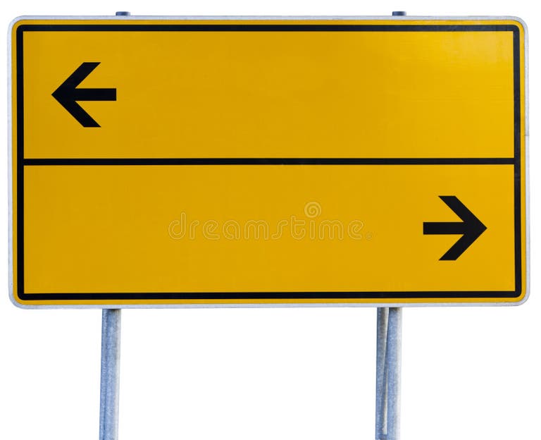 Yellow Direction Sign (clipping Path Included) Stock Photo - Image of ...