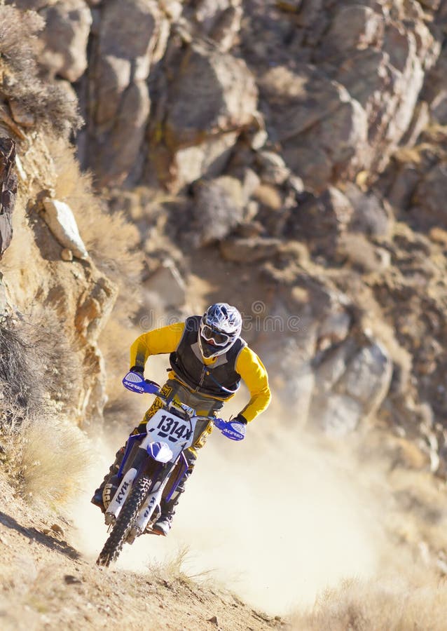 Yellow Dirt Bike Racer editorial photography. Image of nevada - 29332297