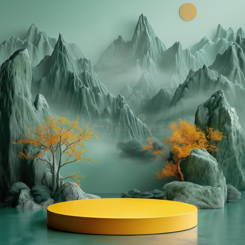 Yellow Display Platform Podium Stand. Stock Illustration - Illustration ...