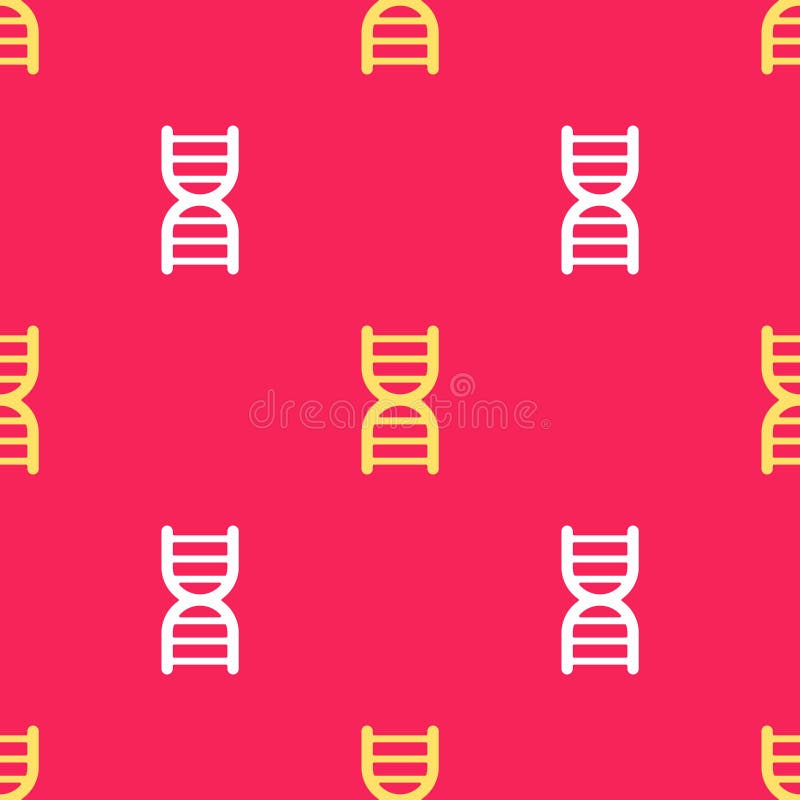 Yellow DNA Symbol Icon Isolated Seamless Pattern on Red Background ...