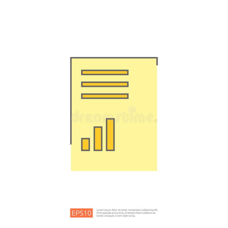 Yellow Document with a Chart and Three Lines. Flat Icon Design Stock ...