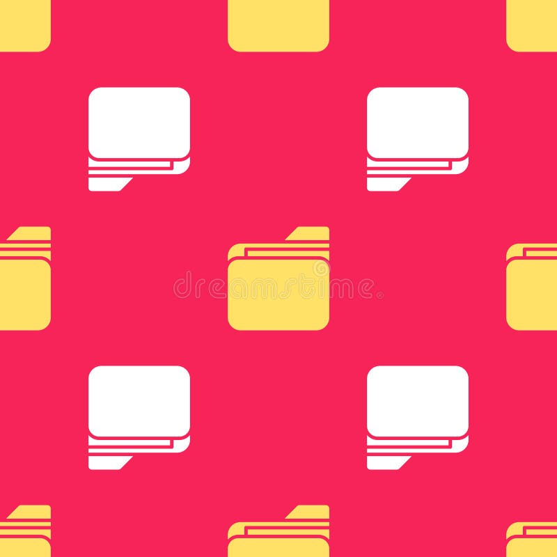 Yellow Document Folder Icon Isolated Seamless Pattern on Red Background ...