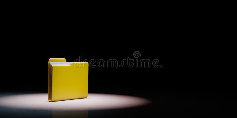 Yellow Document Folder Spotlighted on Black Background Stock ...
