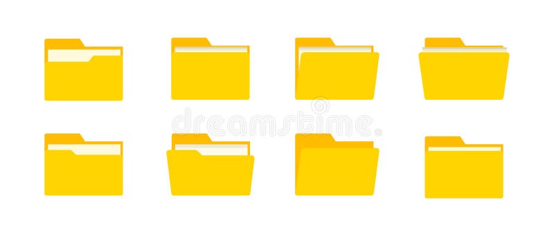 Yellow Document Folder Vector Icon Set, Mail Symbol, Computer Graphic ...