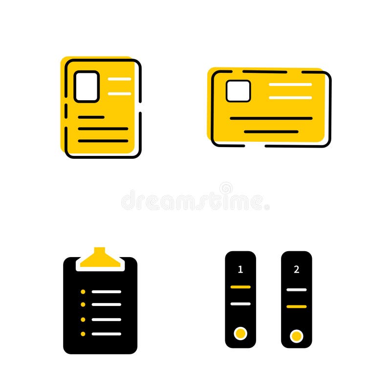 Yellow Document Icon Collection Stock Vector - Illustration of organize ...