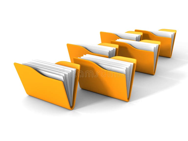 Yellow Document Paper Office Folders on White Background Stock ...