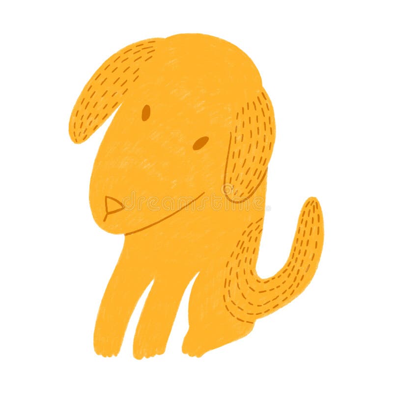 Yellow Dog, Cute Character, Hand Drawn Illustration Stock Illustration ...