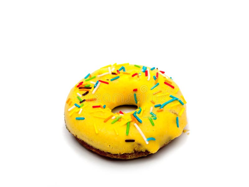 Yellow Donut Isolated on the White Stock Photo - Image of isolated ...
