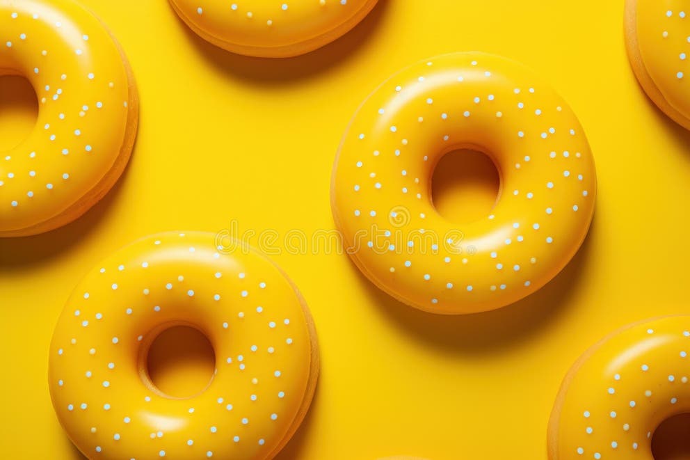 Yellow Donut Pattern. Generate Ai Stock Illustration - Illustration of ...