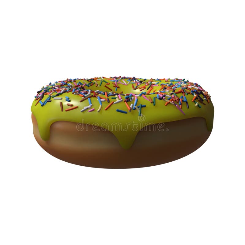 Yellow Donut with Sprinkles 3D Illustration Stock Illustration ...