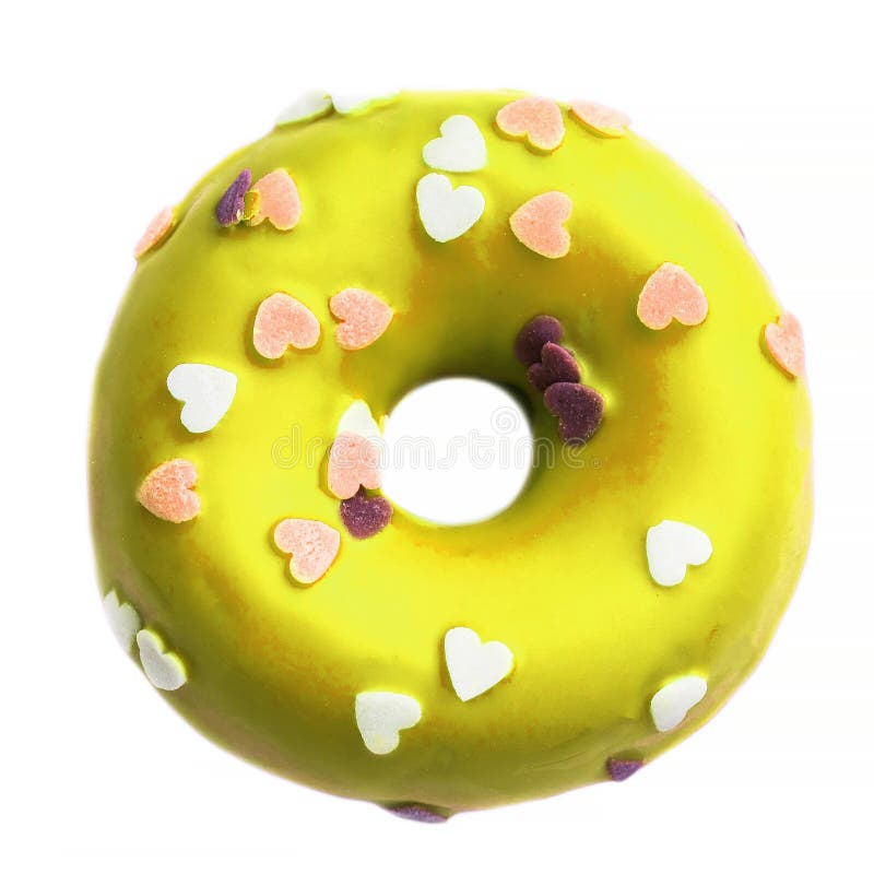 Yellow Donut Isolated On The White Stock Photo - Image of exclusive ...