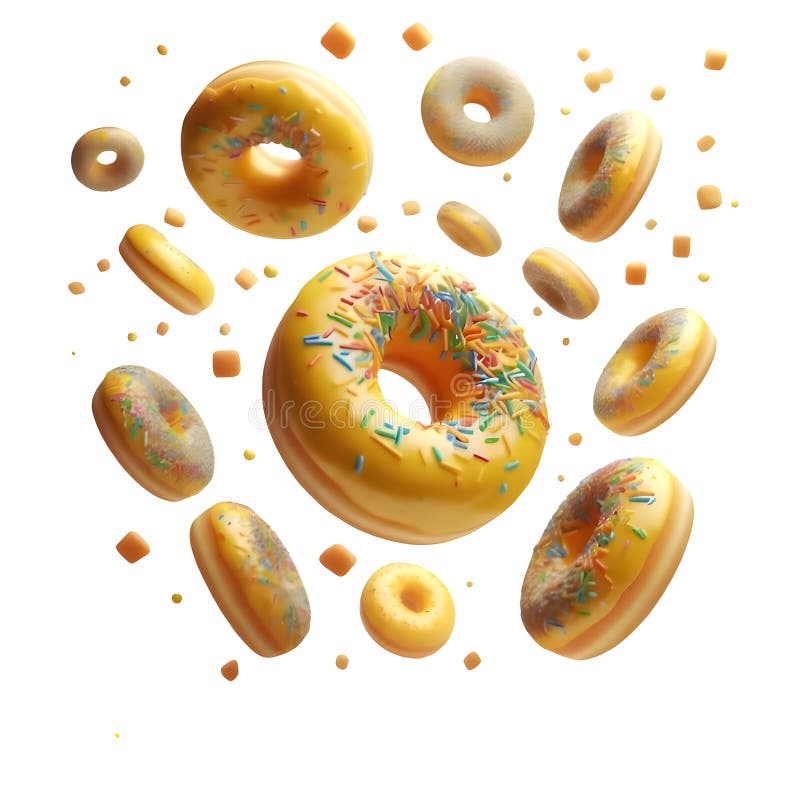 Yellow Donuts with Sprinkles Stock Illustration - Illustration of heart ...