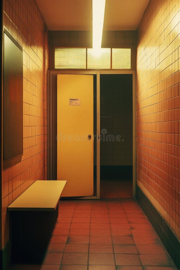 Yellow Door Hallway Bench stock image. Image of room - 376476269