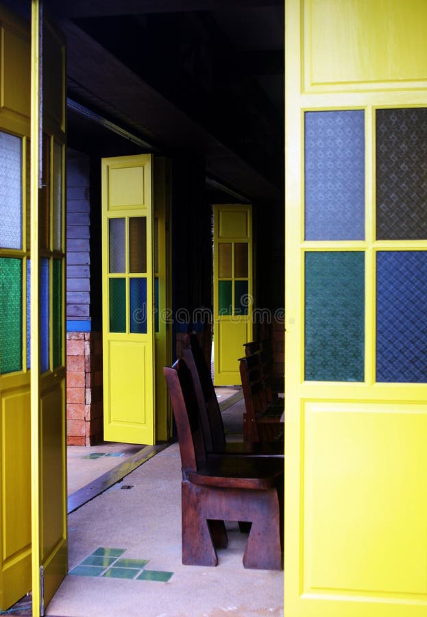 Yellow doors stock image. Image of realestate, decorated - 1372065