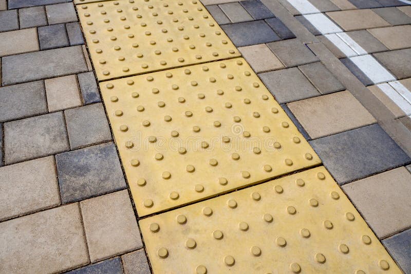 Yellow Dot Tiles. Tactile Warning Paving with Dot Texture Stock Image ...