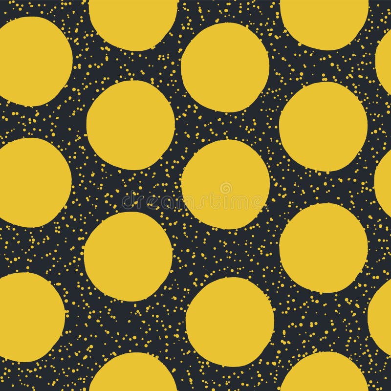Yellow Dots on Black Background. Seamless Pattern Stock Vector ...