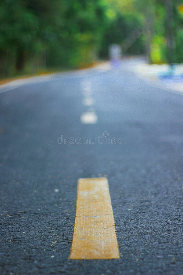 Yellow Dotted Line in the Middle of the Road Stock Photo - Image of ...