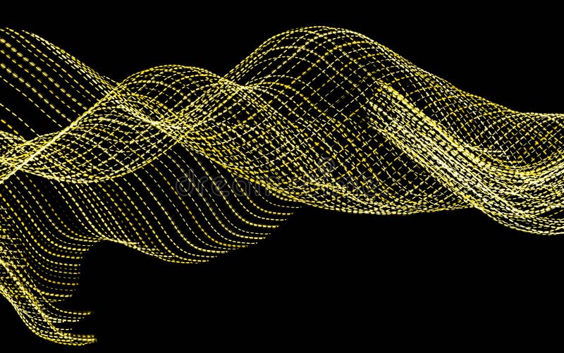 Yellow Dotted Lines of Lights on a Black Background Stock Illustration ...