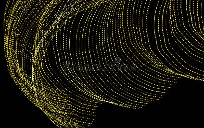 Yellow Dotted Lines of Lights on a Black Background Stock Illustration ...
