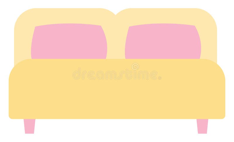Yellow double bed, icon stock vector. Illustration of design - 260377875