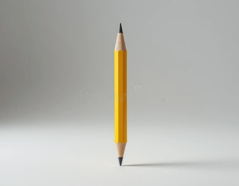 Yellow Double-ended Pencil Standing Upright on White Surface in Studio ...