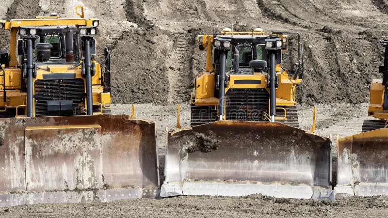 Yellow Dozer Parade of Different Sizes Stock Video - Video of shovel ...