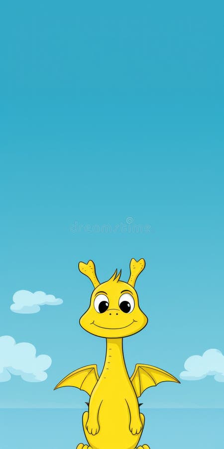A Yellow Dragon Sitting on Top of a Grass Covered Field, AI Stock ...