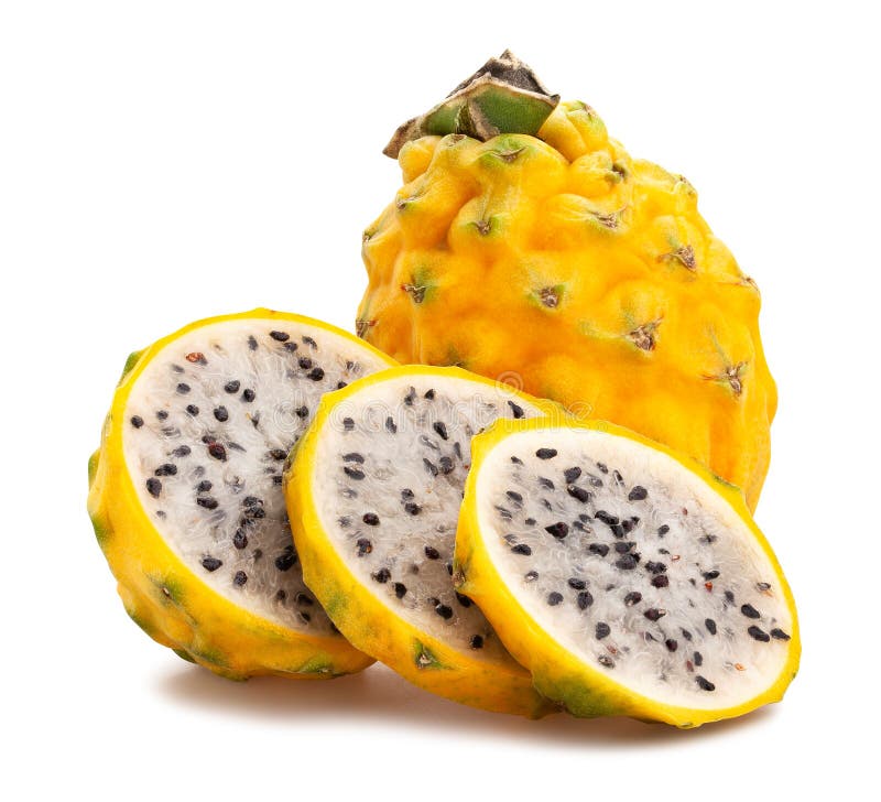 Sliced Yellow Dragonfruit Pitahaya Stock Image - Image of vivid, ripe ...