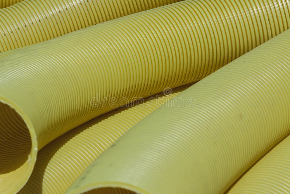 Yellow drain pipe stock photo. Image of construction - 98016708