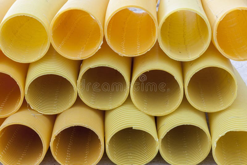Yellow drain pipe stock image. Image of corrugated, line - 98016811