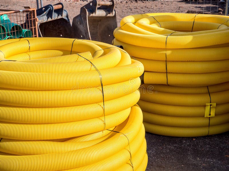 Yellow Drainage Piping stock image. Image of lines, pipe - 2258661