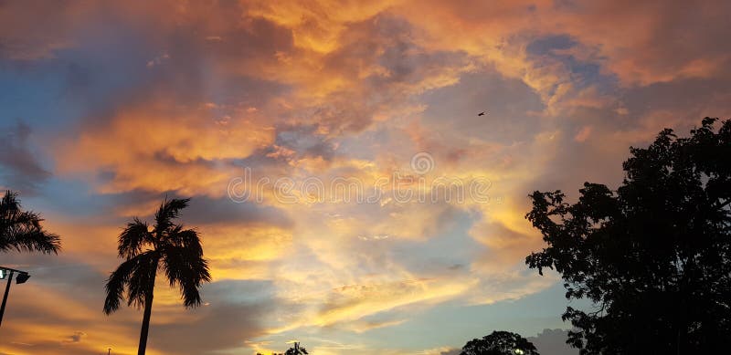 Yellow Dramatic Twilight Sky Stock Photo - Image of dusk, yellow: 153218456