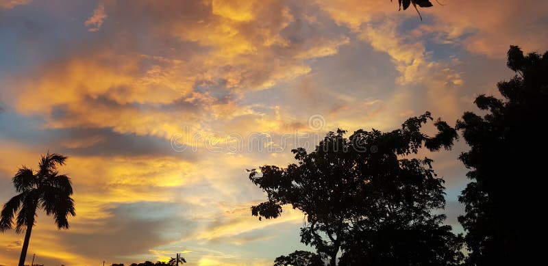 Yellow Dramatic Twilight Sky Stock Photo - Image of dusk, twilight ...