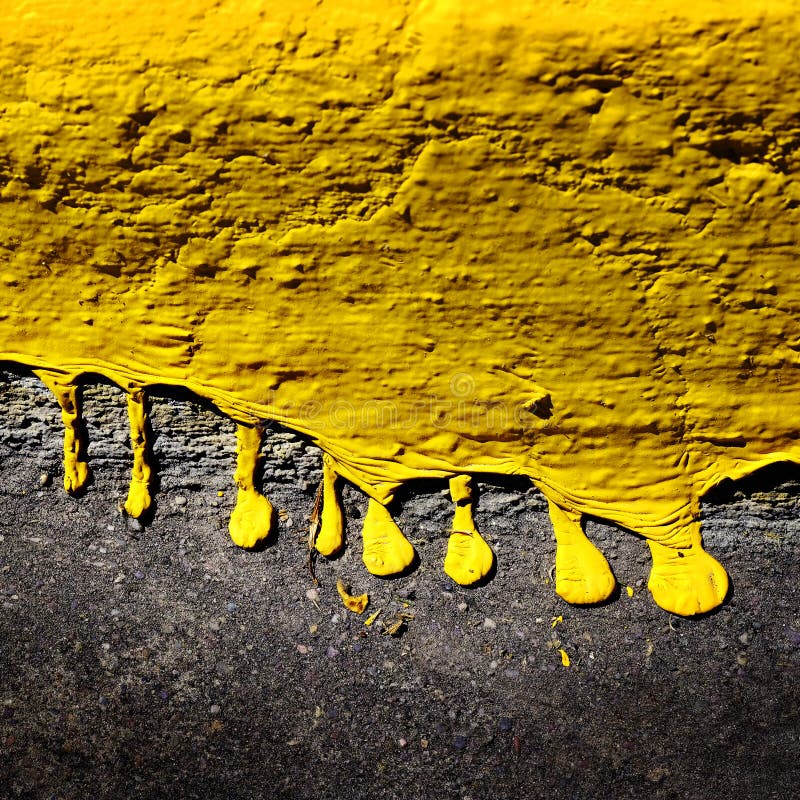 Yellow Dripping Paint Texture on Concrete Stock Photo - Image of ...